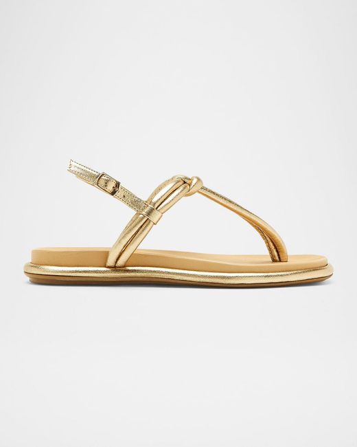 La Canadienne Ambra Metallic Leather Thong Slingback Sandals | Lyst