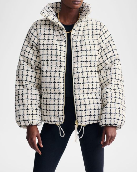 Varley Eugene Check Short Puffer Jacket in Gray | Lyst