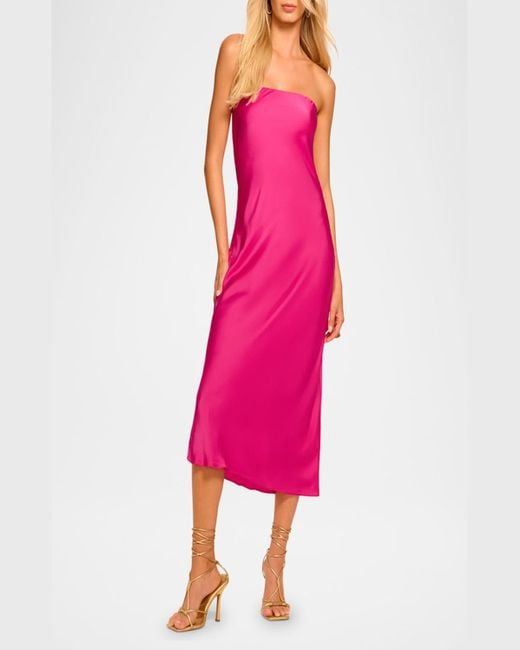 Ramy Brook Shauna Strapless Cowl-Back Midi Dress in Pink | Lyst