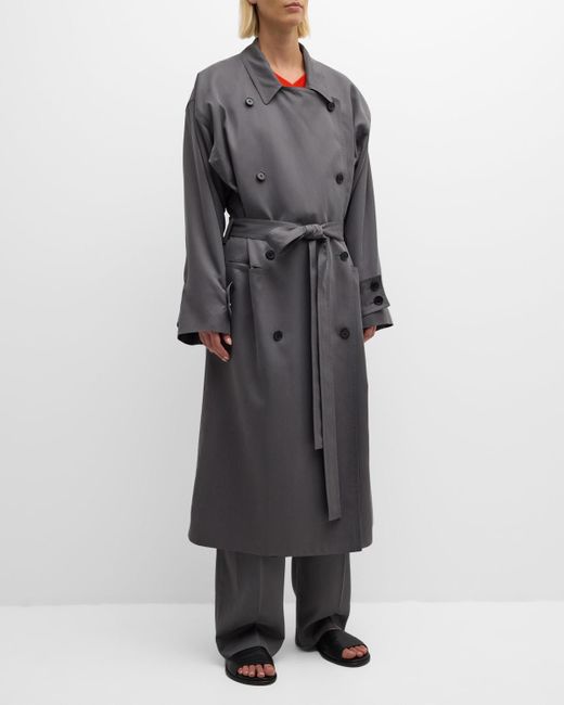 The Row Eric Oversize Belted Trench Coat in Gray | Lyst
