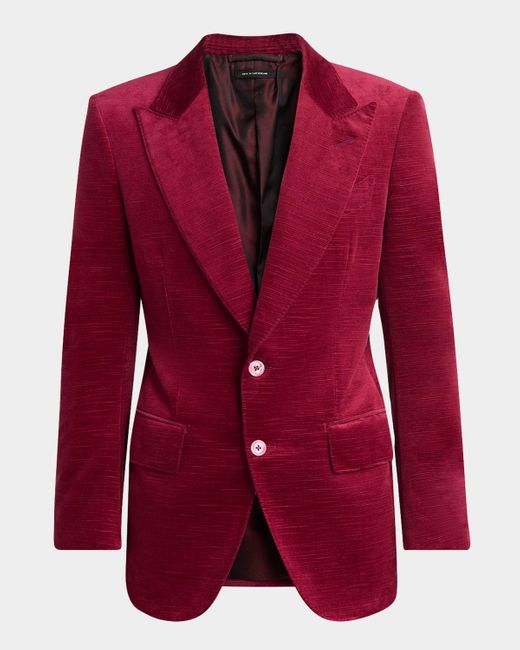 Tom Ford Dyllan Ridged Velvet Jacket in Red for Men | Lyst