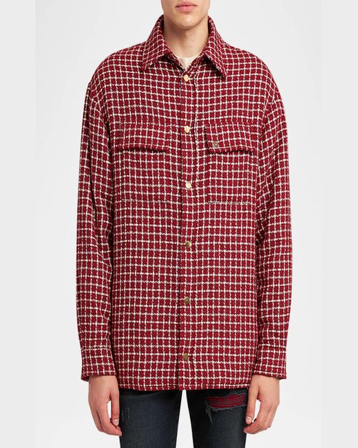 Amiri Boucle Padded Overshirt in Red for Men | Lyst