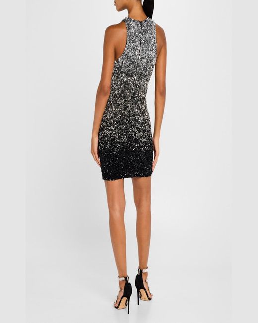 Alice + Olivia Pania Sequined Ombre Racerback Mini Dress in Black | Lyst