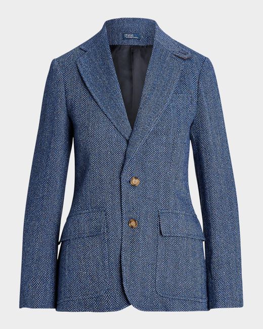 Polo Ralph Lauren Herringbone Linen-Blend Blazer in Blue | Lyst