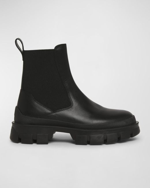 Moncler Hevea Leather Chelsea Ankle Booties in Black | Lyst