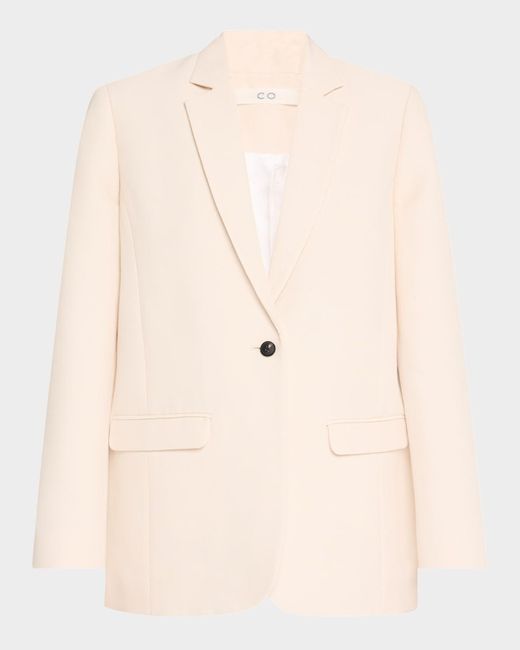 Co. Boxy Single-Breasted Blazer in Natural | Lyst