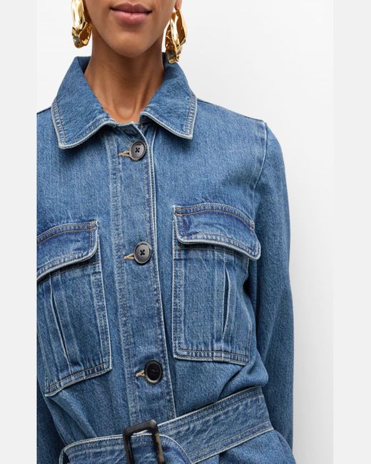FRAME Denim Safari Jacket in Blue | Lyst