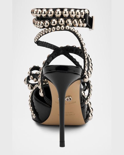 Mach & Mach Dome Stud Bow Patent Leather Pumps in Metallic | Lyst