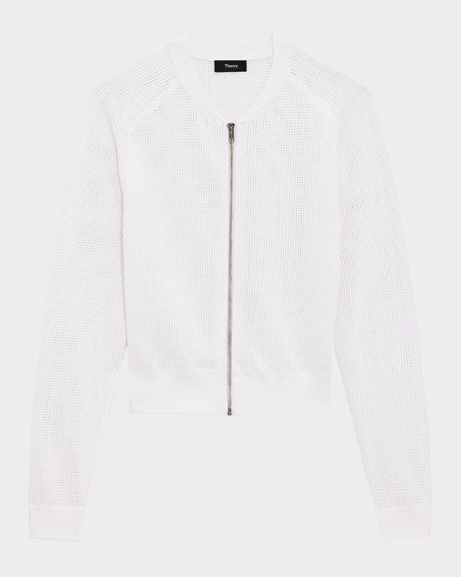 Theory Pointelle Bomber Jacket in White | Lyst