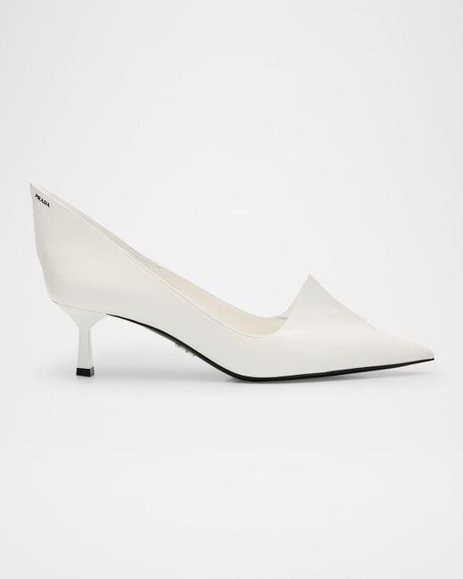 Prada Modellerie Spiked Leather Pumps in White | Lyst