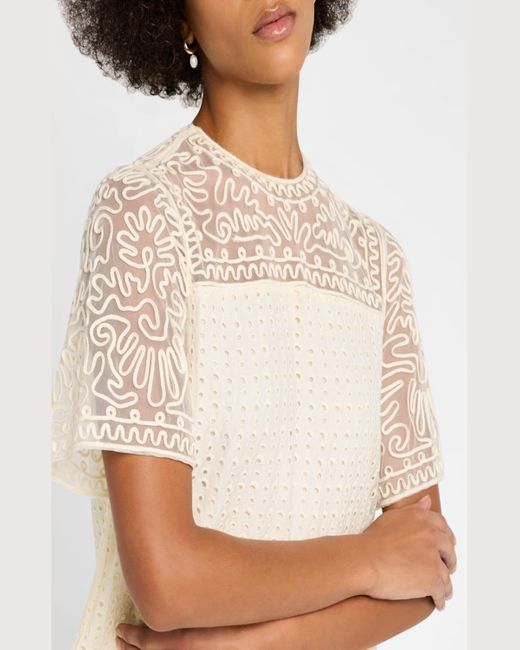 Ulla Johnson Gabi Embroidered Mini Dress in Natural | Lyst