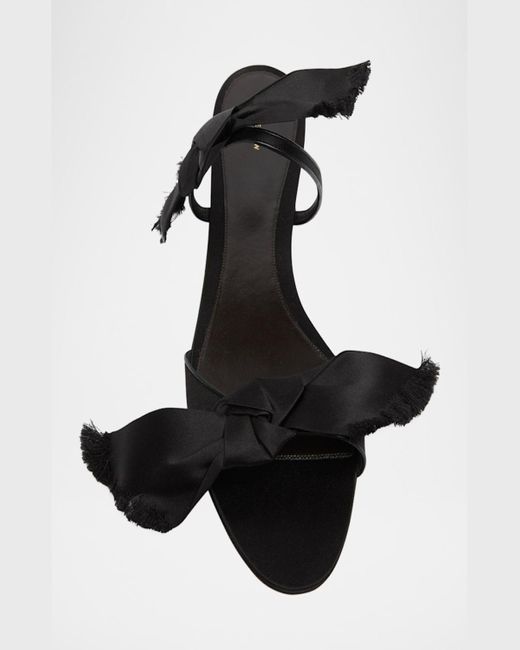 The Row Vika Silk Knot Flat Slide Sandals in Black | Lyst