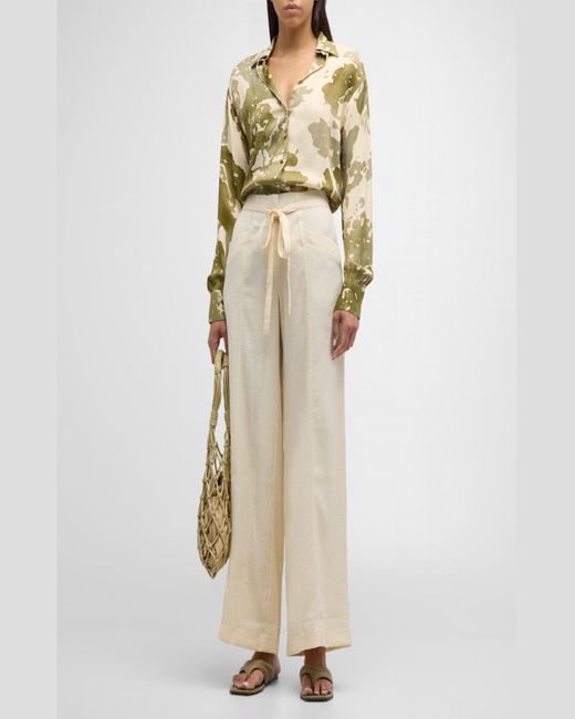 Pink Filosophy Ganges High-Rise Wide-Leg Pants in Natural | Lyst