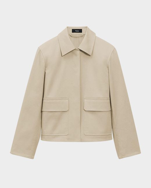 Theory Short Boxy Trench Jacket in Natural | Lyst