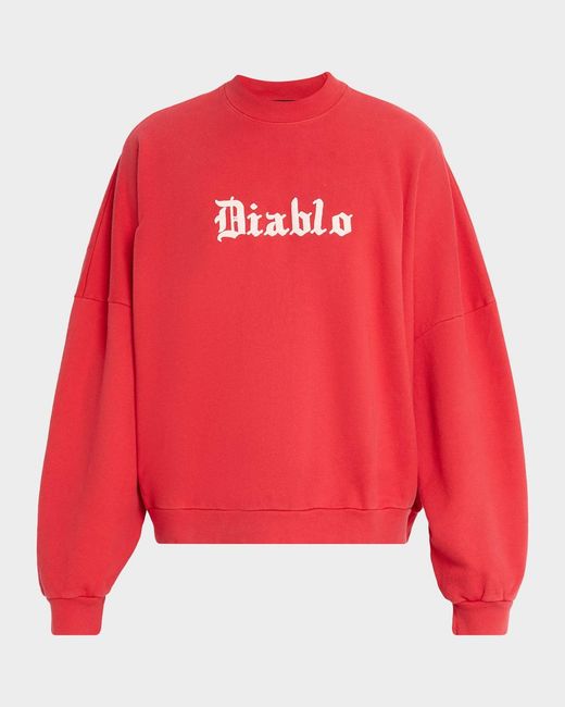 Willy Chavarria Diablo Hooligan Cotton Crewneck Sweater in Red for Men ...