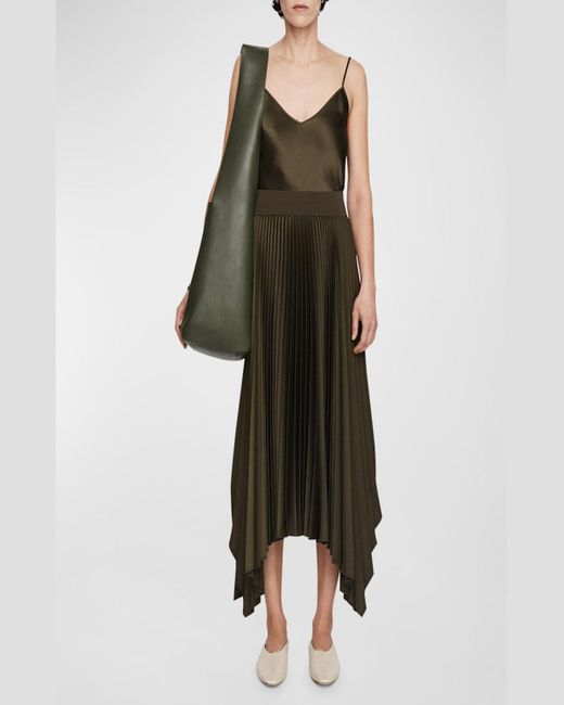 JOSEPH Ade Pleated Handkerchief Maxi Skirt in Green | Lyst