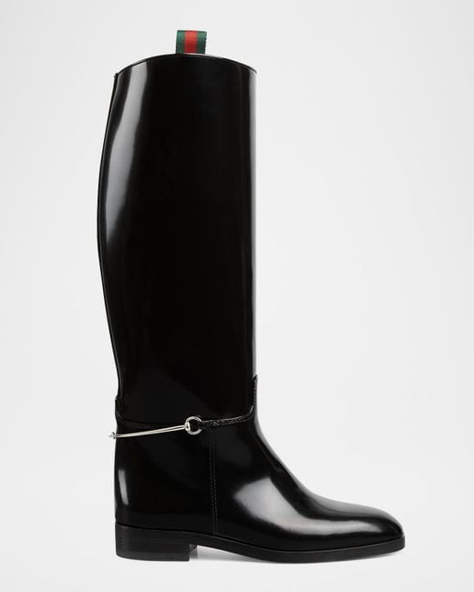 Gucci Michelangelo Leather Bit Riding Boots in Black | Lyst