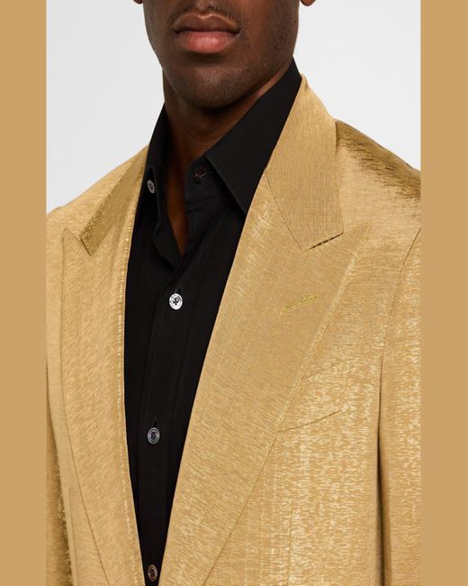 Tom Ford Shelton Metallic Slub Moire Cocktail Jacket in Natural for Men ...