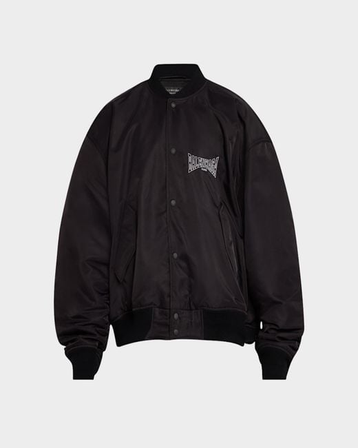 Balenciaga Embroidered Varsity Jacket in Black for Men | Lyst