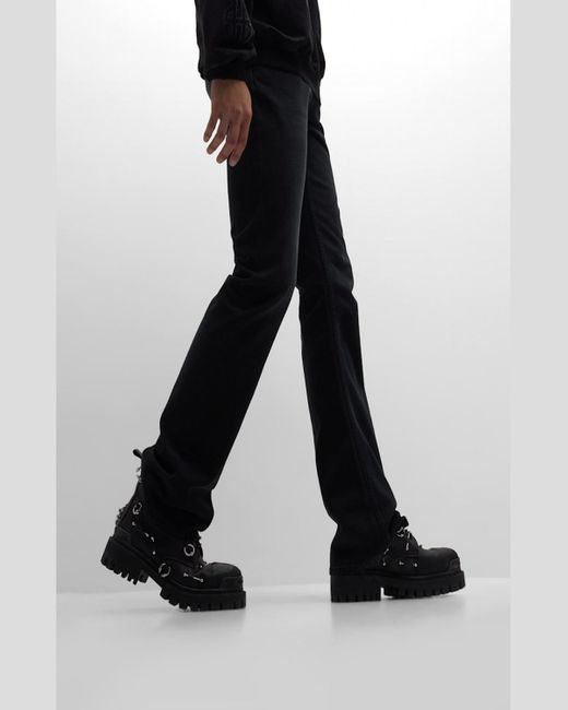 Balenciaga Strike Pierced Leather Boots in Black for Men | Lyst