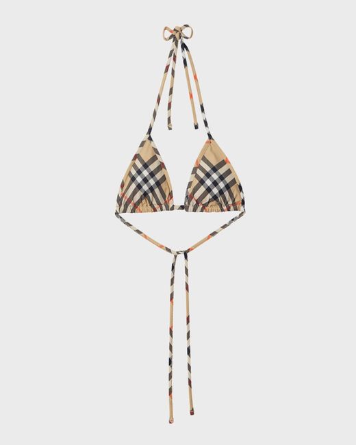 Burberry Signature Check Triangle Bikini Top in Black | Lyst