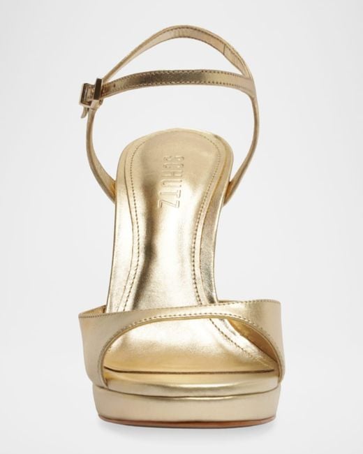 SCHUTZ SHOES Scarlett Metallic Leather Platform Sandals | Lyst