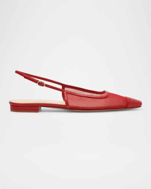 Alexandre Birman Olivia Mesh Slingback Flats in Red | Lyst