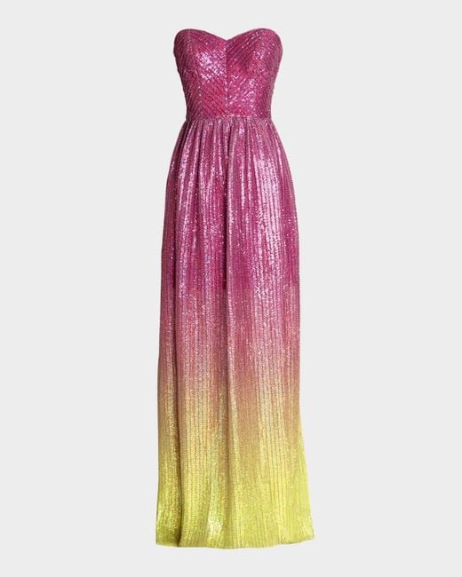 Dress the Population Black Label Audrina Strapless Sequin Ombre Gown in ...