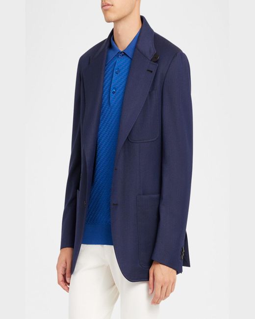 Brioni Wool Single-Breasted Travel Sport Coat in Blue for Men | Lyst