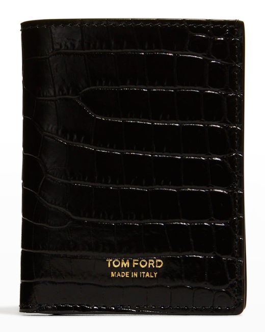 Tom Ford Printed Alligator T-line Folding Card Holder W/ Cash Slot in ...