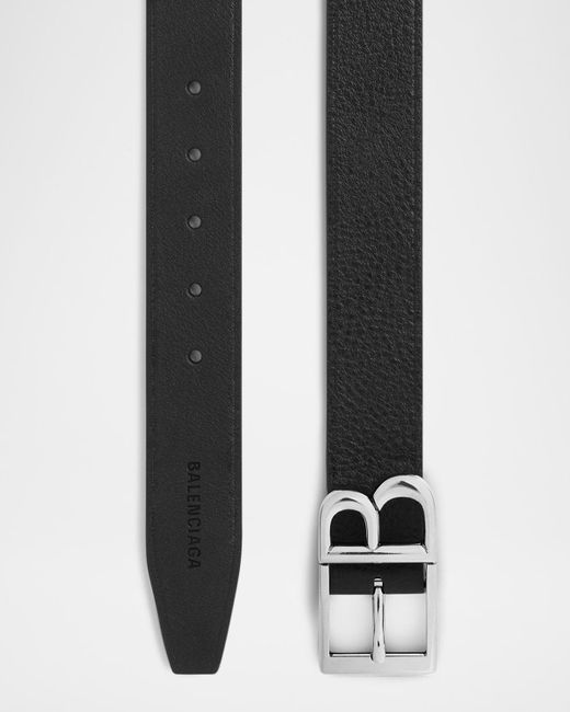 Balenciaga Classic B-Buckle Leather Belt in Black for Men | Lyst