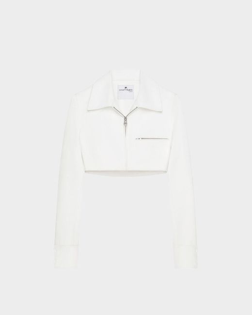 Courreges Crop Zip City Jacket in Blue | Lyst