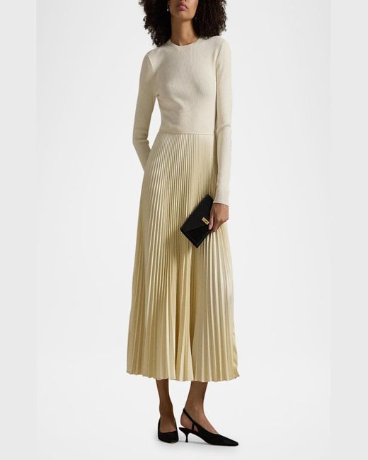 Polo Ralph Lauren Sweater-Bodice Long-Sleeve Dress in Natural | Lyst