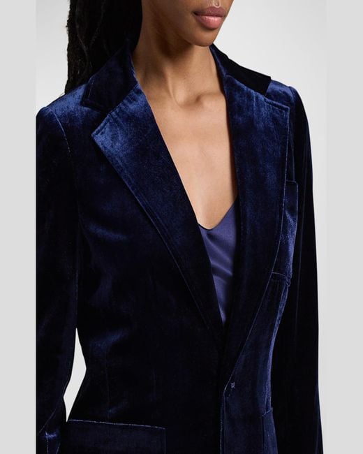 Polo Ralph Lauren Silk-Blend Velvet Blazer in Blue | Lyst