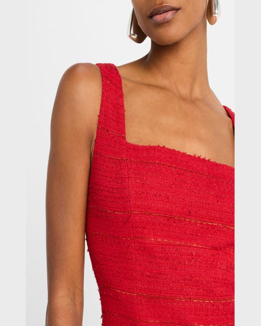 Kobi Halperin Rue Square-Neck Tweed Mini Dress in Red | Lyst