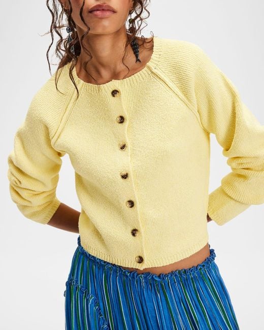 Free People Syndey Shrunken Cardigan in Yellow | Lyst