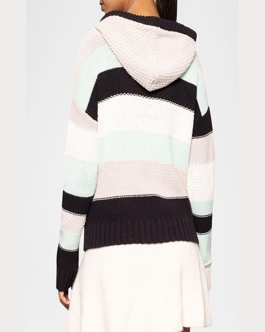 Lisa Todd Cool Beach Striped Mixed Stitch Hoodie in White | Lyst