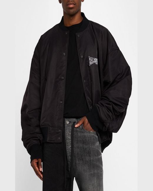 Balenciaga Embroidered Varsity Jacket in Black for Men | Lyst