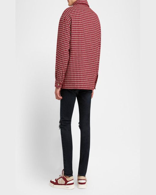 Amiri Boucle Padded Overshirt in Red for Men | Lyst