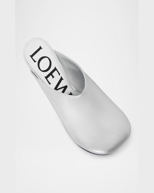 Loewe Toy Metallic Mule Pumps in White | Lyst