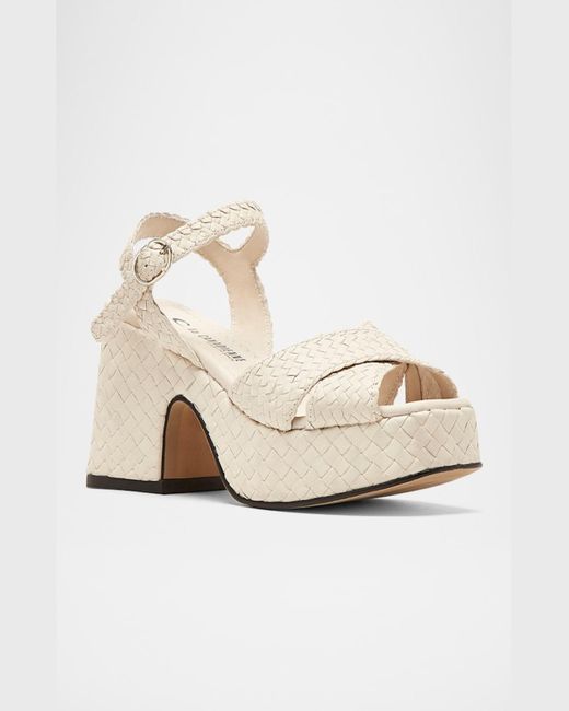 La Canadienne Pico Woven Leather Ankle-Strap Platform Sandals in ...