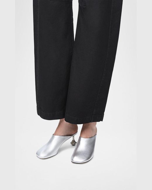 Loewe Toy Metallic Mule Pumps in White | Lyst
