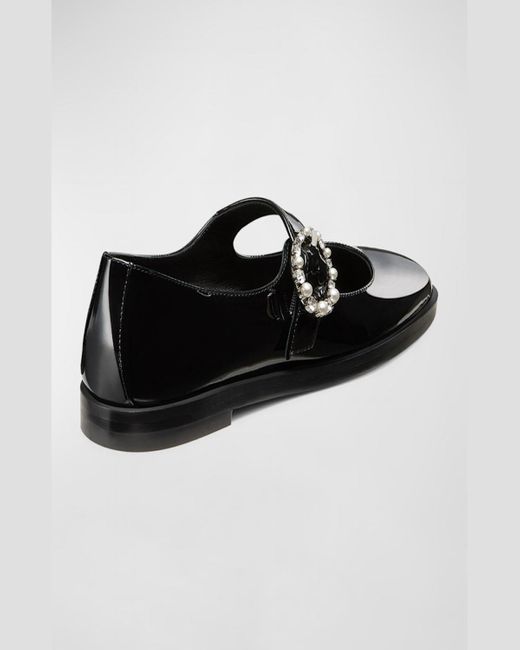 Stuart Weitzman Loralei Patent Mary Jane Ballerina Flats in Black | Lyst