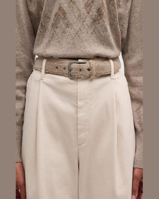 Brunello Cucinelli Curly Sheep Shearling Belt in Natural | Lyst
