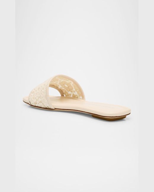 Stuart Weitzman Fia Cotton Flat Slide Sandals in Natural | Lyst