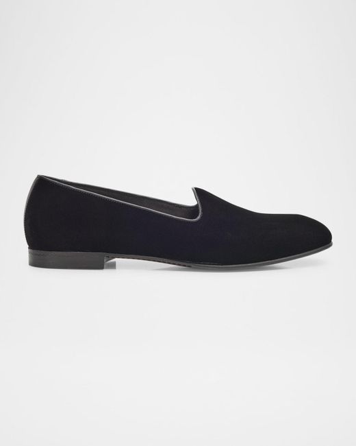 ZEGNA Gala Textile Leather-Trim Loafers in Blue for Men | Lyst