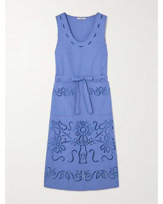 Vita Kin Katya Belted Scalloped Broderie Anglaise Cotton Midi Dress in ...