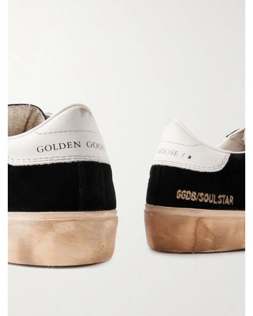 Golden Goose Soul-Star Distressed Leather-Trimmed Velvet Sneakers in ...