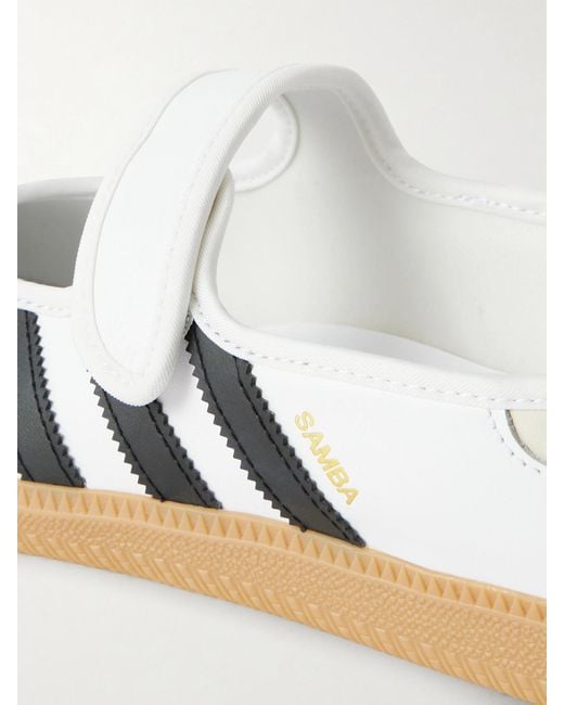 adidas Originals Samba Jane Suede-Trimmed Leather Sneakers in White ...