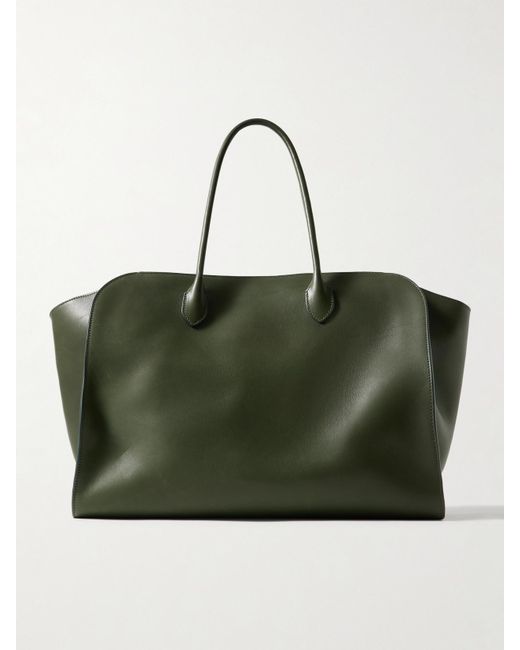 The Row Marlo Leather Tote in Green | Lyst